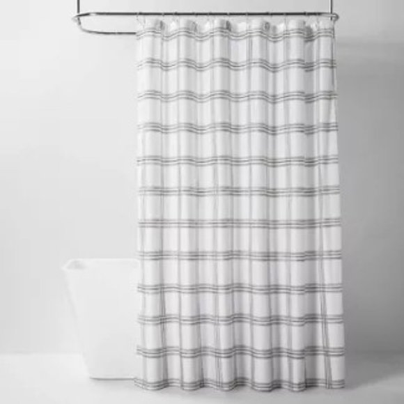 Room Essentials | Bath | Room Essentials Neutral Grid Shower Curtain ...